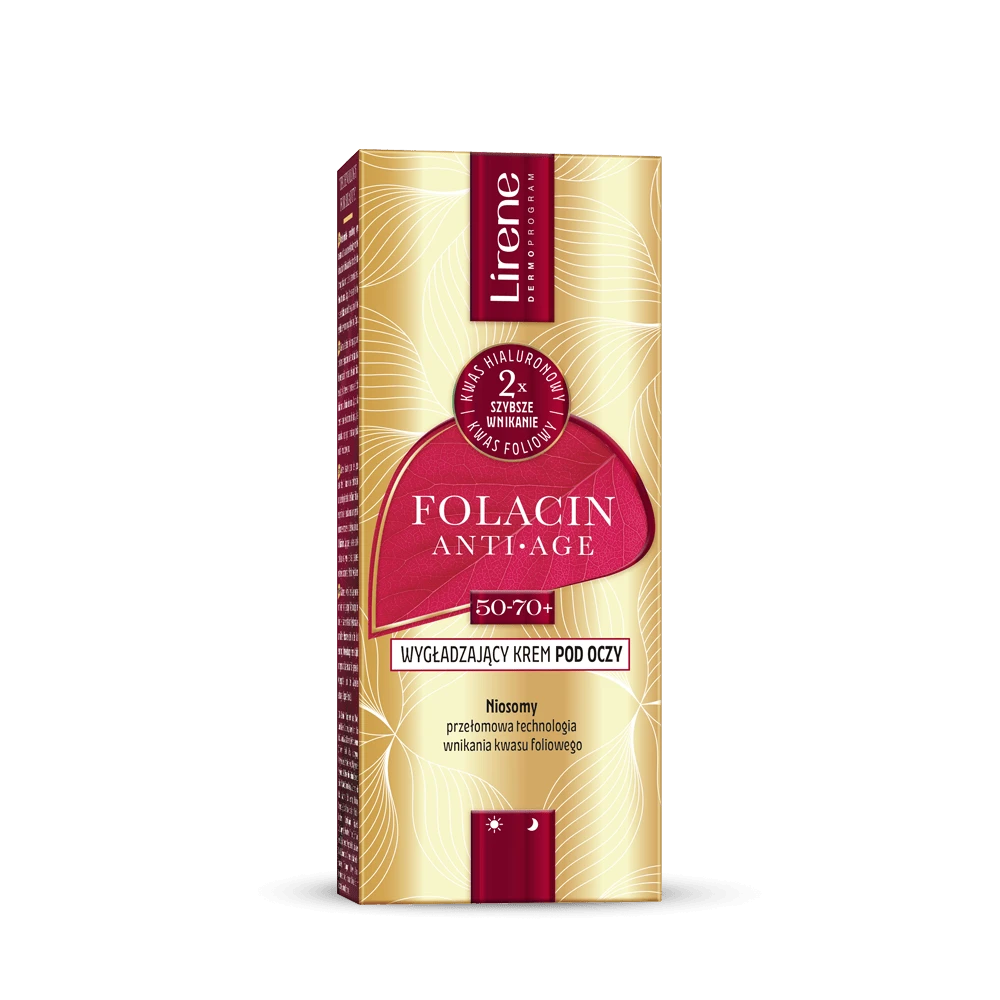 Lirene FOLACIN ANTI-AGE Wygładzający krem pod oczy 50-70+ 15 ml | Lirene
